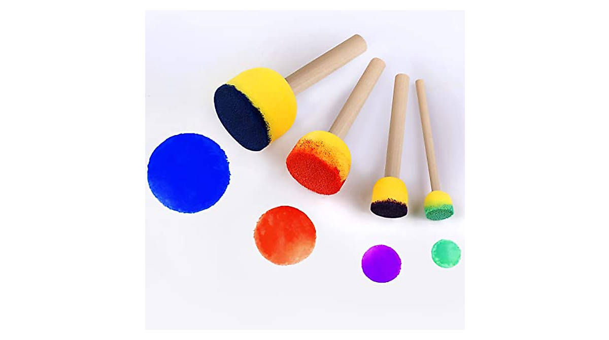 30 Pcs Round Sponge Brushes (4 Sizes) for Kids Painting & Crafts