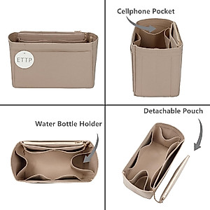 ETTP Purse Organizer Insert For Handbags, Tote Bag Organizer Insert, Handbag Organizer For Tote & Handbags, Compatible with Neverful Speedy and More (Small,Beige)