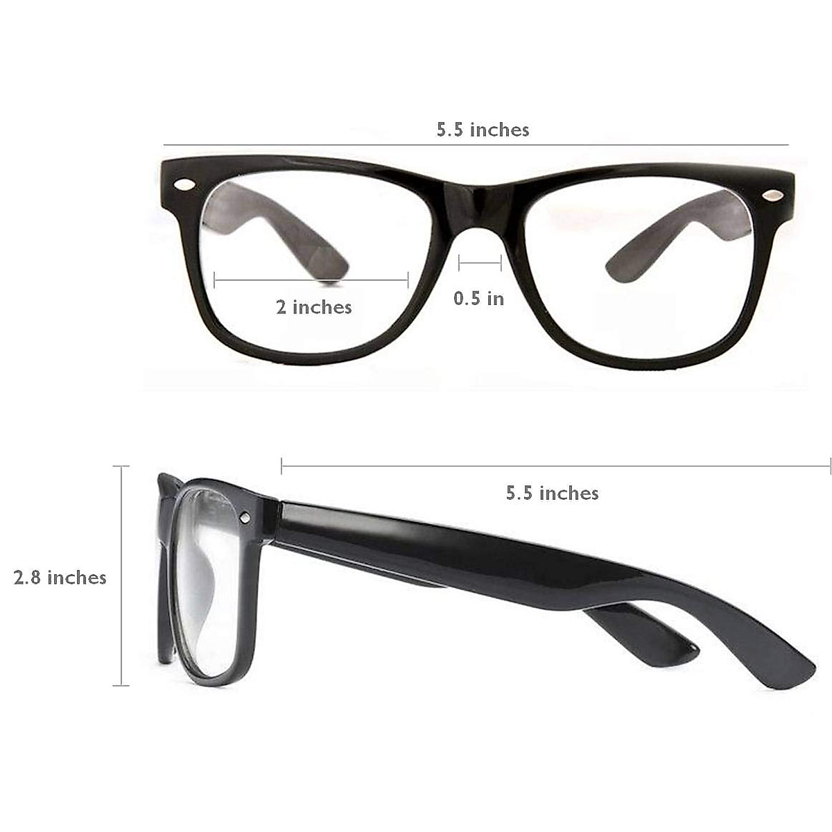 Art+Social 10 Black Nerd Glasses - Clear Lenses