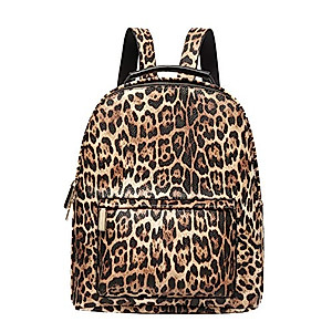 Daisy Rose Backpack Travel Bag for Work, School, Airplane Flights & Camping, PU Vegan Leather - Leopard