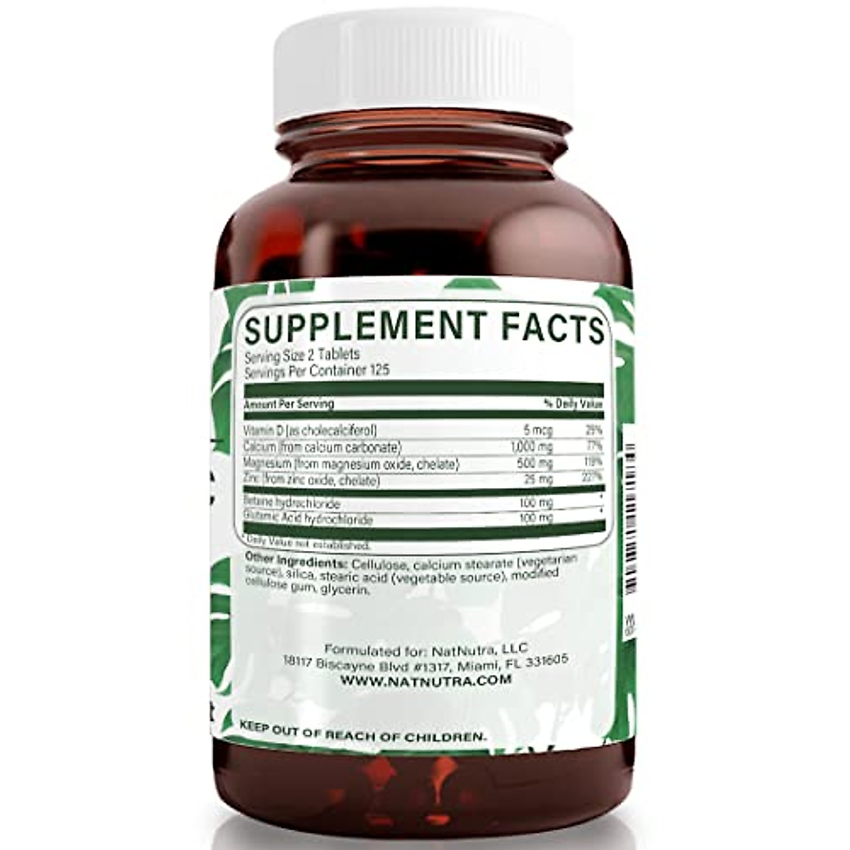 Natural Nutra Calcium Magnesium Zinc Supplement with Vitamin D3 for Bone Strength, Gluten Free and Sugar-Free, Essential Mineral Complex, 1000/500/25 mg (250 Count)