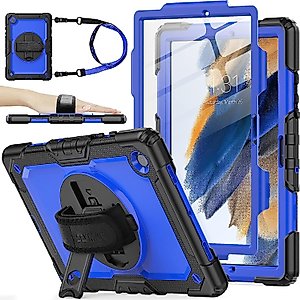 SIBEITU Case for Galaxy Tab A8 10.5 Inch 2022 (SM-X200/X205/X207), Samsung A8 Tablet Case W/Screen Protector Pencil Holder,Shockproof Cover w/Stand Hand Shoulder Strap for Galaxy Tab A8