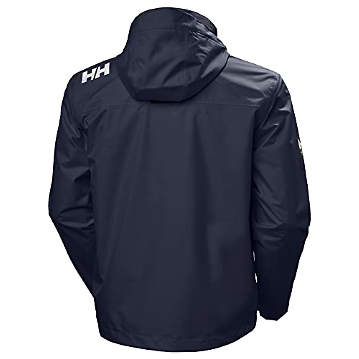 Helly Hansen Men's Crew Hooded Midlayer Fleece Lined Waterproof Raincoat Jacket, 597 Navy, Medium