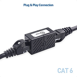 Cable Matters [UL Listed] 5-Pack 10Gbps Cat 6 Ethernet Coupler (RJ45 Coupler, Cat6 Coupler, Ethernet Extender Adapter) in Black, Compatible with Cat6A, Cat5e