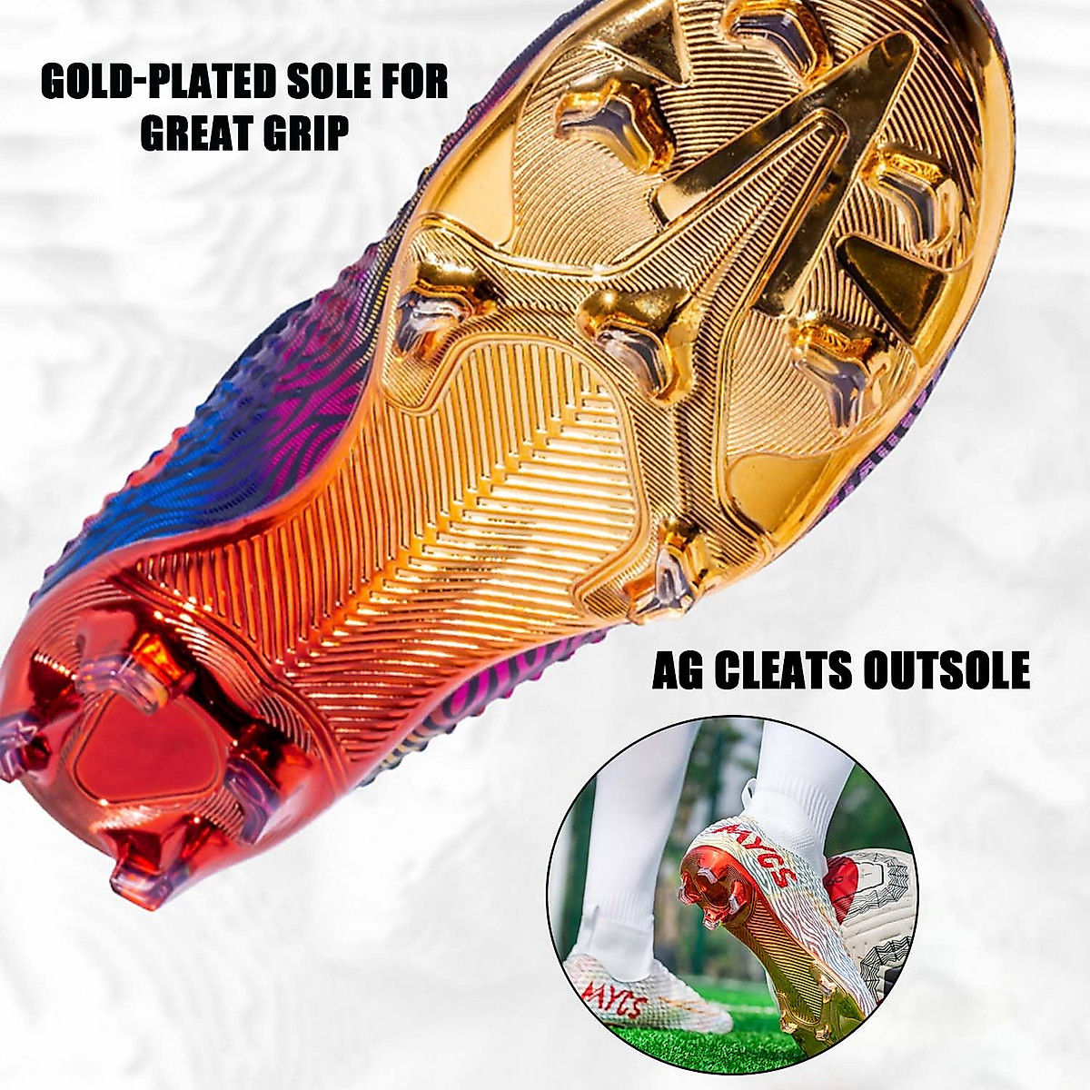 MEBAMY Unisex Cleats Soccer Shoes for Big Boy AG High-top Spikes Football Shoes for Younth Outdoor and Indoor Soccer Training Special Football Boots Anti Skid and Shockproof Soccer Cleats Green