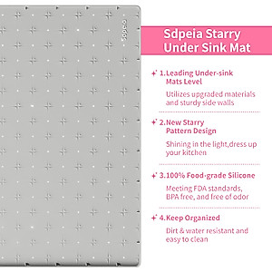 Sdpeia Under Sink Mat for [34" x 22"] Cabinet, Upgraded Silicone Waterproof Mat Kitchen Cabinet Liner Cabinet Protector Kitchen Organizers and Storage