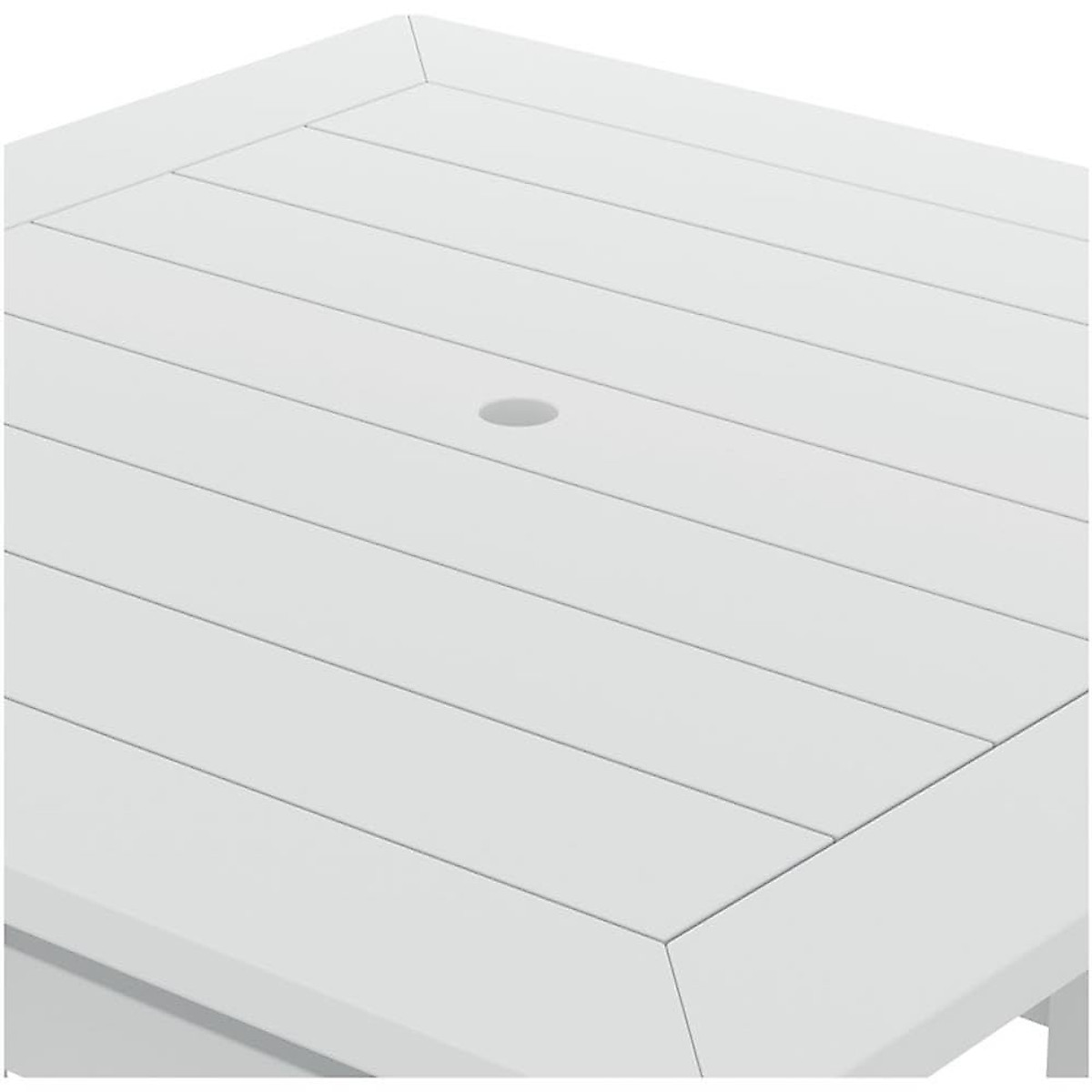 Costaelm Square Outdoor Dining Tables, 43'' Patio Table with Umbrella Hole for 4 Person, Balcony Table, Outdoor Buffet Table, Porch Tables for Outside Lawn Porch Bistro Furniture, White