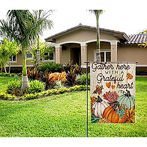 Deloky Fall Welcome Pumpkin Patch Garden Flag-Double-Sided Farmhouse Autumn Yard Burlap Banner,Flag for Fall,Thanksgiving Indoor & Outdoor Decoration