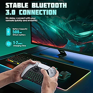 TiMOVO Green Backlight Keyboard for PS5 Controller, Wireless Bluetooth Keypad Chatpad for Playstation 5 Controller, Mini Game Keyboard Built-in Speaker with 3.5mm Audio Jack for Messaging, Black