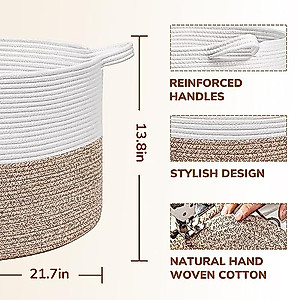 Goodpick Large Cotton Rope Basket, 83L Big Woven Storage Basket, Blanket Organizers and Storage, Baby Nursery Laundry Basket, Extra Large Toy Bin for Storage, 21.7 x 13.8 inches