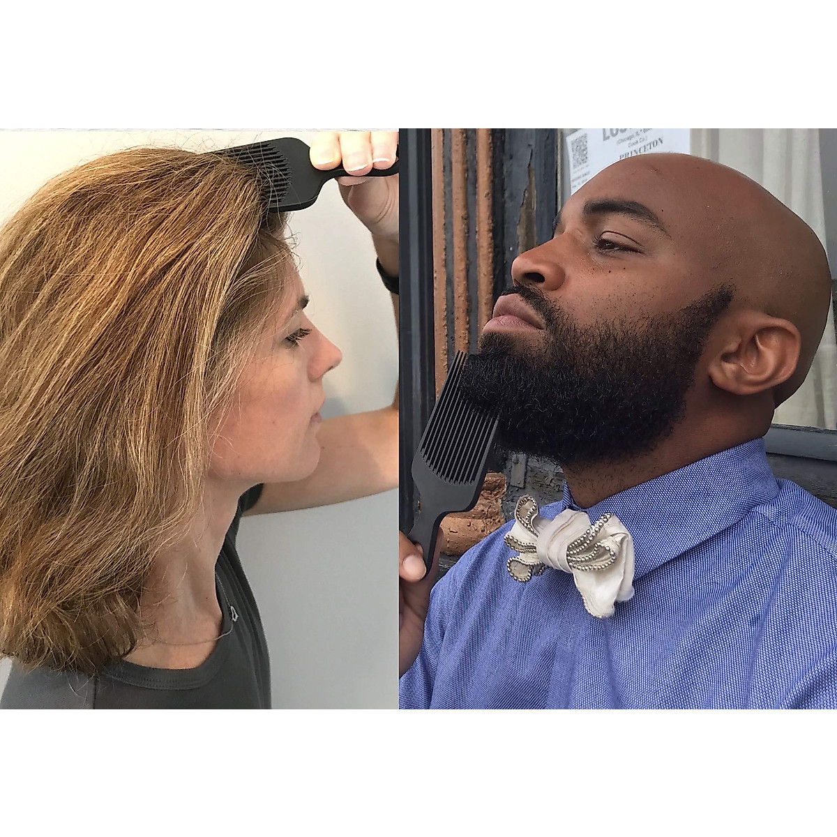 Chicago Comb Model 7 Carbon Fiber Pick Comb, for Long Thick Curly & Afro Hair Styles, Black Color, 6 inches (15 cm)