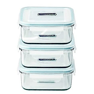 Glasslock Food-Storage Container with Locking Lids and Microwave Safe - Square 30 Ounces