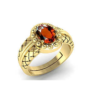 SirDaksh 8.00 Carat Natural Certified Gomed Hessonite Gold Plated Ring for Men Or Women's