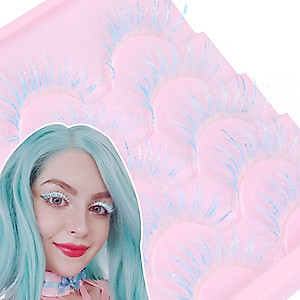 Ruairie White Eyelashes with Laser Silver Colored Lashes False Eyelashes Fluffy Wispy Fake Eyelashes Pack Natural Cat Eye Cosplay False Lashes