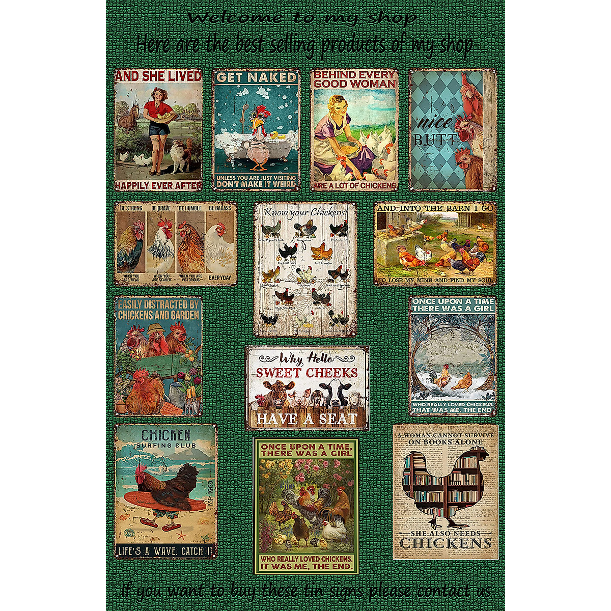 Eeypy Rooster Decor for Outside Chicken Window Nice Cock Now Stand Closer It is Shorter Than You Think Metal Sign Decor Tin Aluminum Sign Wall Art Retro Metal Poster for Yard Home Garden 16x12 Inch