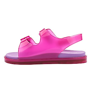 mini melissa Wide Jelly Sandal for Babies/Toddler - Soft, Flexible Summer Jelly Shoes for Toddler Girls with Double Straps, Adjustable Buckles and Hook & Loop Rear Fastener, Pink/Lilac, 8