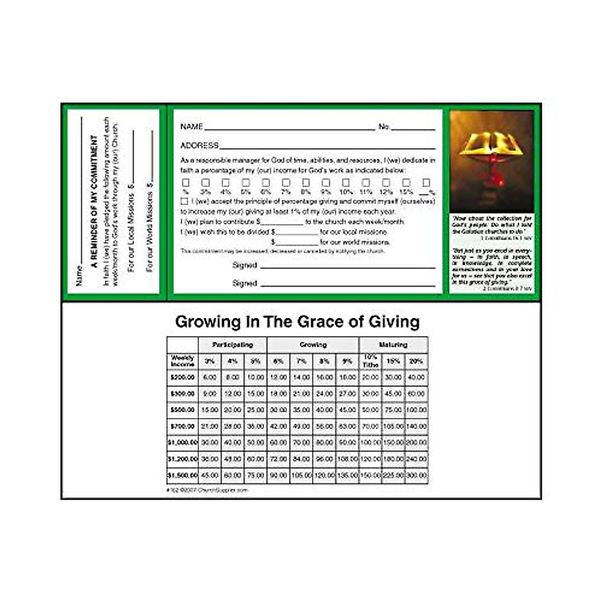Dual Budget Pledge Cards for Church Offering in Grace Giving - 100 Cards