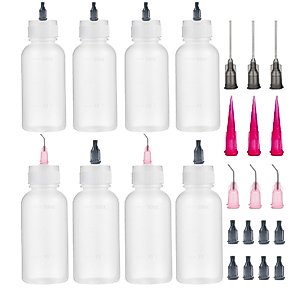 KIGITIK 8 Pcs 50ml Precision Tip Applicator Bottle, Needle Tip Squeeze Bottle, Glue Squeeze Bottle,Glue Applicator Bottles, for Paint Quilling Craft and ink, Oil