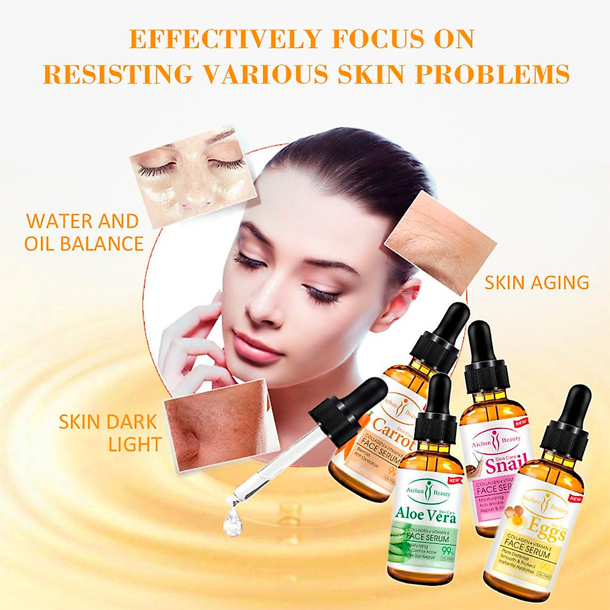 AICHUN BEAUTY Serum 99% Vitamin E Collagen Face Lifting Smoothing Oil Control Acne Perfecting Primer 4 Type (#04 CARROT)