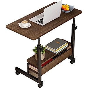 Small Standing Desk Adjustable Height,Rolling Computer Desk,Mobile Standing Desk with Wheels,Portable Stand Up Desk,Tall Computer Table,Adjustable Desktop Sit Stand Desk,Size 31.5x15.7 Inch Brown B