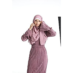 Anika Fashion Warehouse All Season Women Soft and Non-Slip Chiffon Long Scarf - Fashion Muslim Hijab Scarf Head Wrap Scarves 80 X 30 Inches Long Solid Color - Nude Pink