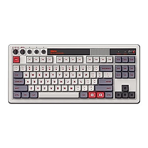 8Bitdo Retro Mechanical Keyboard, Bluetooth/2.4G/USB-C Hot Swappable Gaming Keyboard with 87 Keys, Dual Super Programmable Buttons for Windows and Android - N Edition