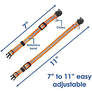 Upgraded Version - Reflective Cat Collar with Bell, Set of 6, Solid & Safe Collars for Cats, Nylon, Mixed Colors, Pet Collar, Breakaway Cat Collar, Free Replacement (6-Pack)