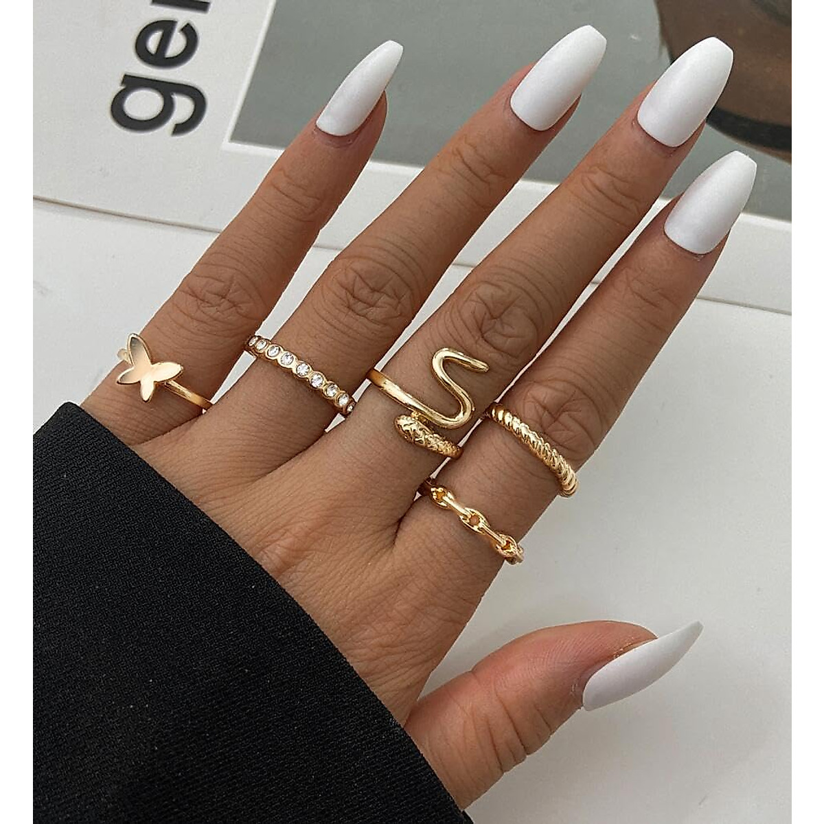 iF YOU 30 Pcs Vintage Gold Knuckle Rings Set, Boho Butterfly Snake Stackable Finger Rings for Women, Midi Rings Pack