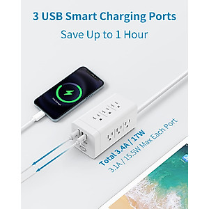 Power Strip Surge Protector with USB, Mscien 10 ft Extension Cord, Overload Surge Protection with 9 Outlets and 3 USB Ports, Wall Mount Charging Station for Home Office, 900 Joules, ETL Listed