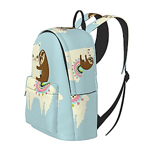 Delerain 16 Inch Backpack Alpaca Llama Sloth Laptop Backpack School Bookbag Travel Shoulder Bag Casual Daypack