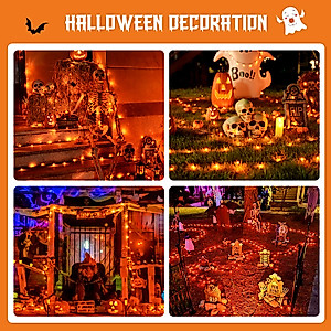 JMEXSUSS 2 Pack Orange Solar Halloween Lights, Total 400 LED 151FT Solar String Lights Outdoor Waterproof, 8 Modes Halloween Lights for Outside Tree Patio Yard Garden Halloween Decorations