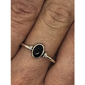 Black Onyx Ring 925 Sterling Silver Vintage Tribal Gypsy Boho Look US Size 5 6 7 8 9 (7)