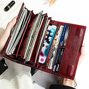 GHUHUALX Women's Wallet Long Leather Purse Credit Card Ladies Casual Wallet Fashion Clutch