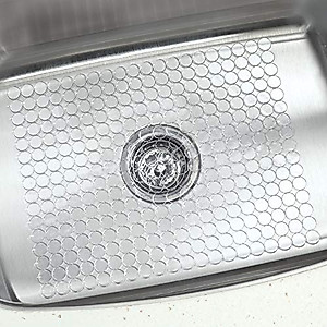 iDesign Orbz PVC Plastic Sink Grid, Non-Skid Dish Protector for Kitchen, Bathroom, Basement, Garage, 12" x 15.5" - Clear