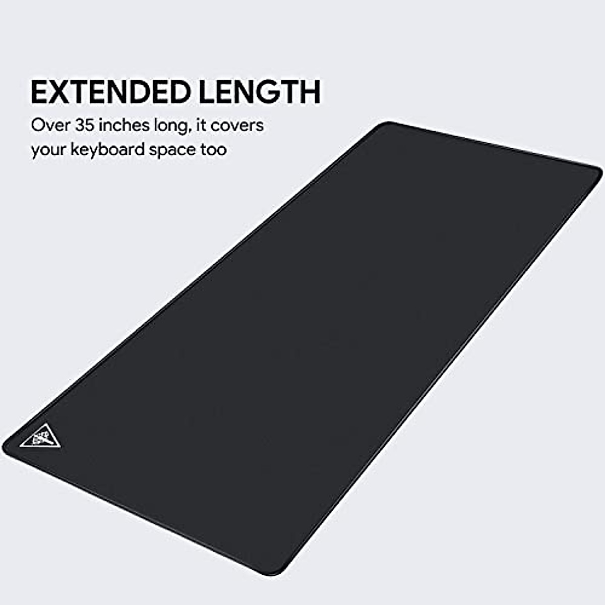 Large Extended Gaming Mouse Pad with Stitched Edges, (35.4X15.7X0.18In) Durable Non-Slip Natural Rubber Base, Waterproof Computer Keyboard Pad Mat for Esports Pros, Gamer, Desktop Office, Home-Black