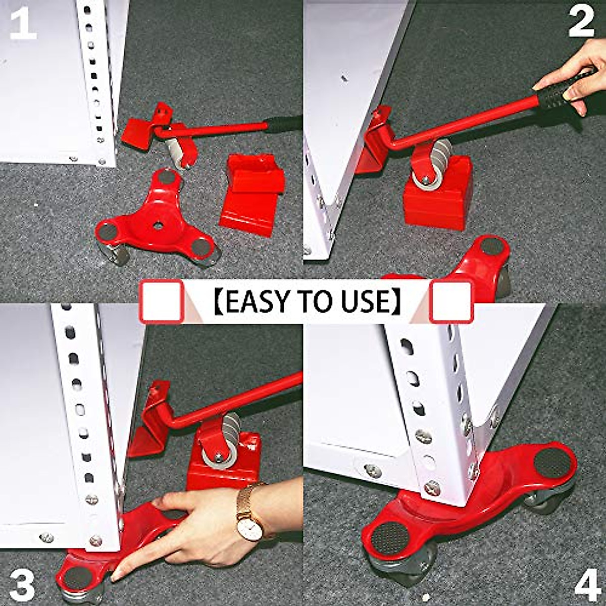 Furniture Mover & Lifter Kit, 3 Wheel Furniture Mover's Dolly, 6-Inch Steel Tri-Dolly with Caster, Easy Moving System for Bulky & Heavy Loads in Home, Shop or Garage, 5 Pack 660-lb Load Capacity