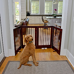 Cardinal Gates 4PG 4-Panel Freestanding Pet Gate - Adjustable Wooden Dog Gate - Indoor Cat Gate for Doorway - 36 Inches Tall x 76 Inches Wide - Walnut