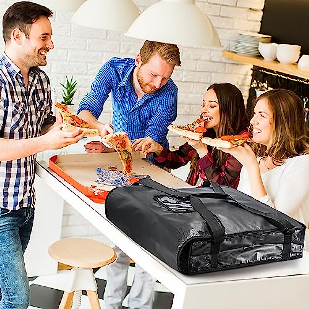 DEAYOU Large Pizza Bag, Insulated Pizza and Food Delivery Bag, Professional Thermal Pizza Warmer Bag, Hot Pizza Carriers for Transport, Catering, Moisture Free, Heavy Duty, 20" x 20" x 5", Black