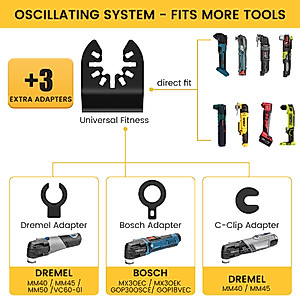 JTWEB 12PCS Titanium Oscillating Saw Blades, Multitool Blades for Cutting Hard Material, Metal Nails Wood and Plastic, Oscillating Tool Blades fit Dewalt Rockwell Milwaukee Makita Bosch