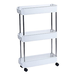 GRETD Kitchen Trolley 3/4 Tier Bedroom Snacks Cart Bathroom Storage Rack with Wheels Househlod Standing Shelf (Color : B, Size : 1pcs)