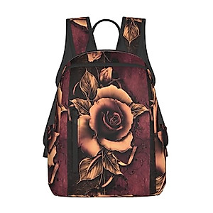 MARXAN Gothic Rose Printed Travel Laptop Backpack For Women Men,Business Waterproof Computer Backpack Bag Hiking Backpacks