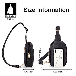 Telena Small Sling Bag for Women Leather Crossbody Fanny Packs Chest Bag for Women Black