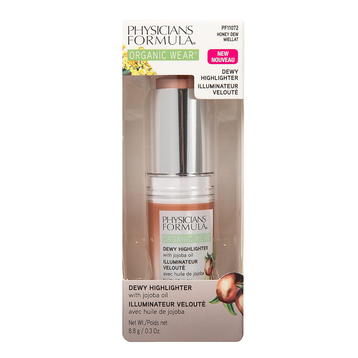 Physicians Formula Organic Wear All Natural Dewy Highlighter Stick Makeup, Makeup Honey Dew, Dermatologist Tested