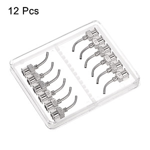 HARFINGTON 12pcs Dispensing Needles, 15 Gauge 1/2" Stainless Steel Blunt Tip 45 Degrees Bent Dispensing Needles with Luer Lock Connector for Ink Cartridges,Glue,Syringes,Woodworking