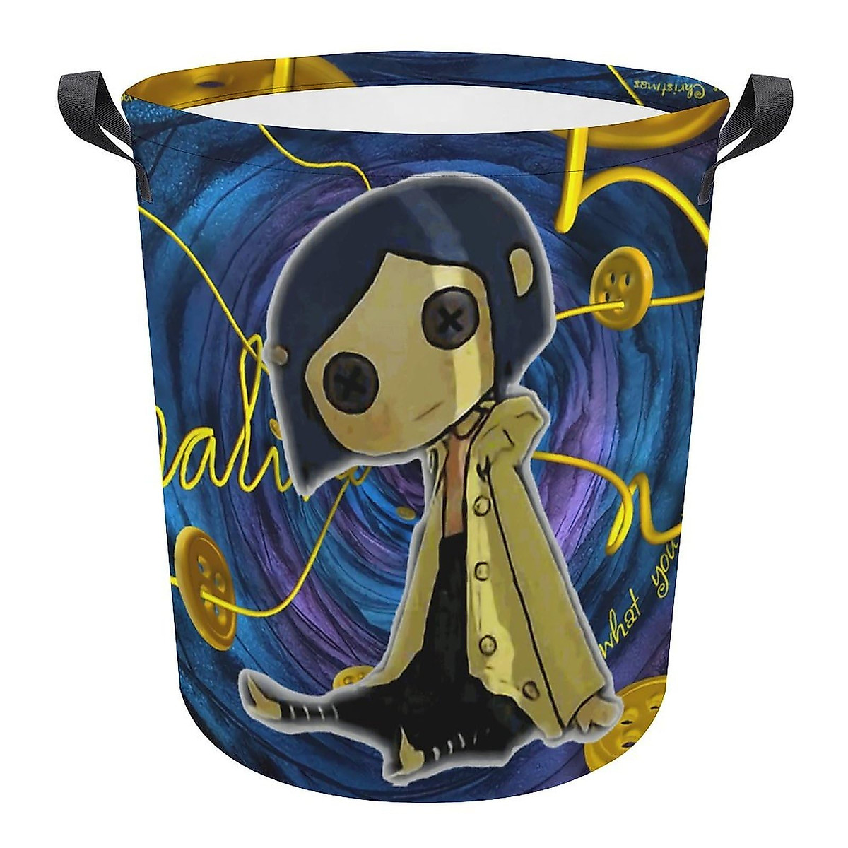 Co.ra.line Circular Hamper with Handle Storage Basket Circular Storage Bin Organizer Round Basket