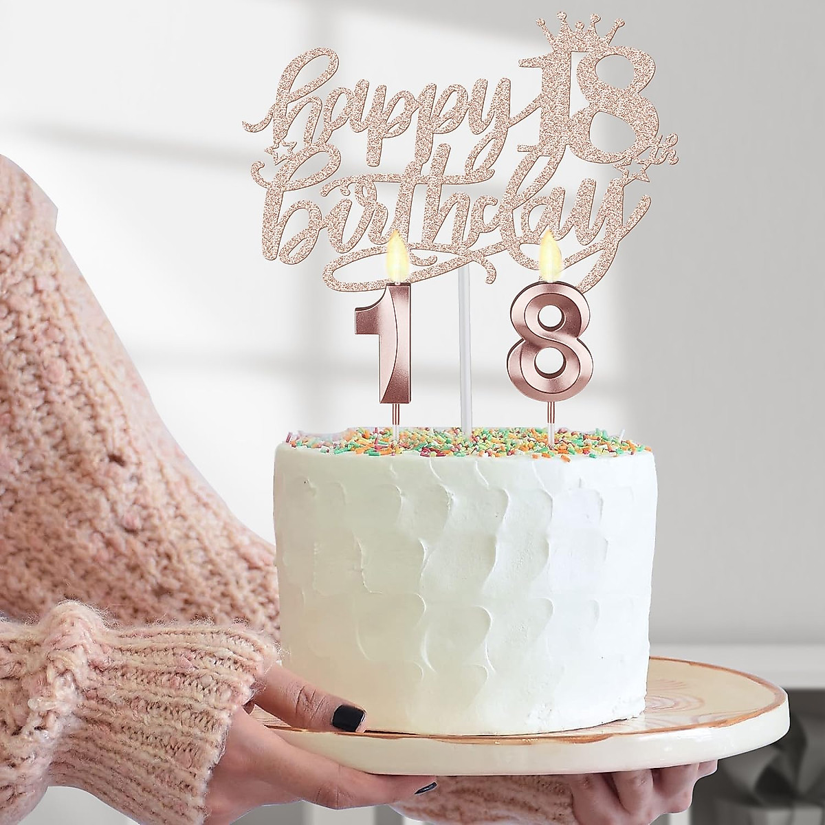 18th Birthday Decorations for Girls, Including 18th Birthday Sash and Tiara, Cake Topper and 18 Candles, 18th Birthday Balloons, 18th Birthday Gifts for Girls, 18th Birthday Party Decorations