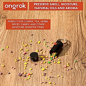 ONGROK Premium Mini Storage Tube, Keychain, Pocket-Sized, Airtight, Aluminum Metal Holder and Case (Black)