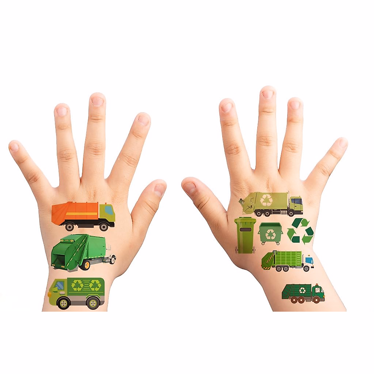 ATSMOICY 290 Pieces Garbage Truck Temporary Tattoo - Rubbish Truck Themed Party Supplies Waste Management Recycling Birthday Baby Shower Party Favors Fake Tattoos for Kids