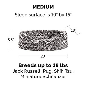 Furhaven Medium Dog Bed Ultra Plush Curly Faux Fur Oval Lounger w/ Removable Washable Cover - Gray, Medium