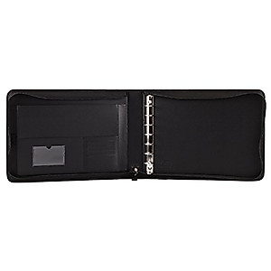 2Fold Zippered Business Check Binder 7 Ring for 3-Up Business Size Checks with Extra Business Card Case - PU Leather Deluxe 7 Ring Checkbook Binder Portfolio with 600 Check Capacity and Storage